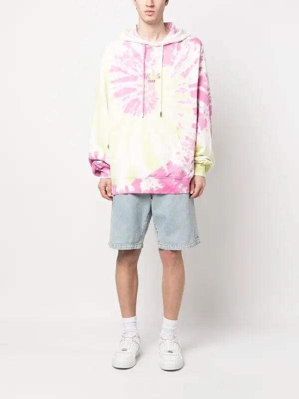Gcds Tie-dye Print Logo Hoodie - Yellow