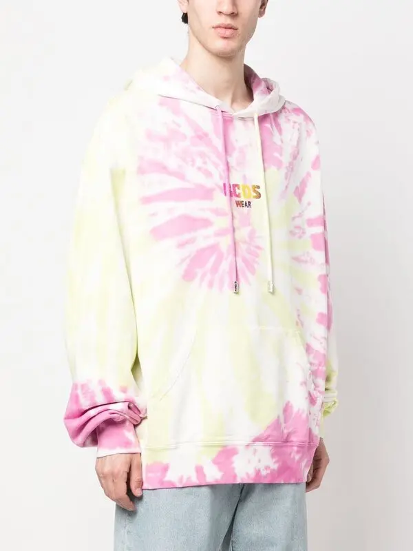 Gcds Tie-dye Print Logo Hoodie - Yellow