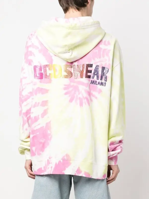 Gcds Tie-dye Print Logo Hoodie - Yellow