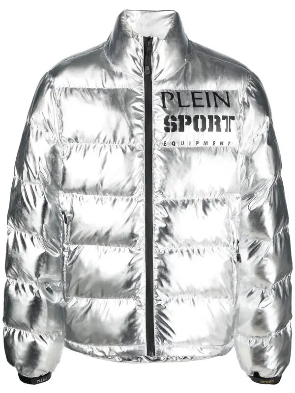 PLEIN SPORT Metallic Padded Jacket - Silver