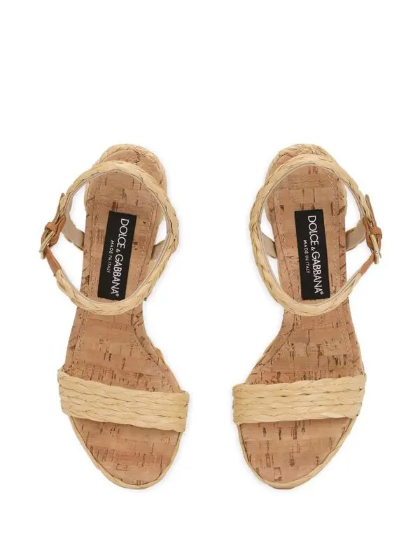 Dolce & Gabbana 145mm Raffia Platform Sandals