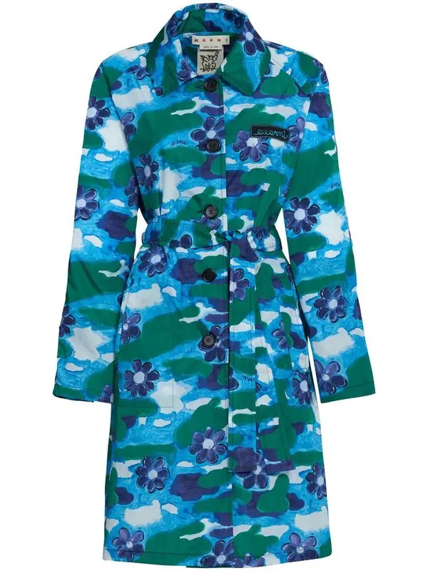 Marni All-over Floral-print Hooded Coat