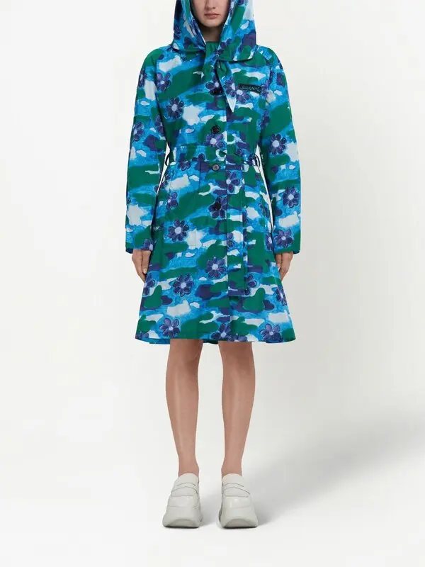 Marni All-over Floral-print Hooded Coat