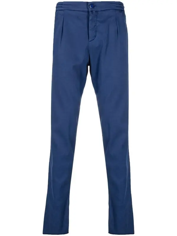 Kiton Logo-patch Straight-leg Chinos - Blue