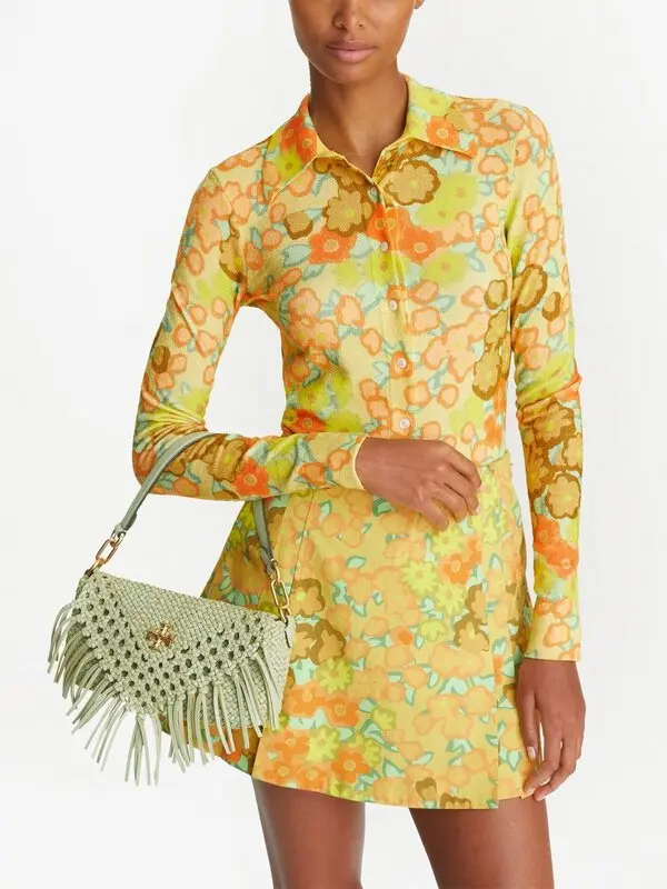 Tory Burch Kira Leather Fringe Shoulder Bag