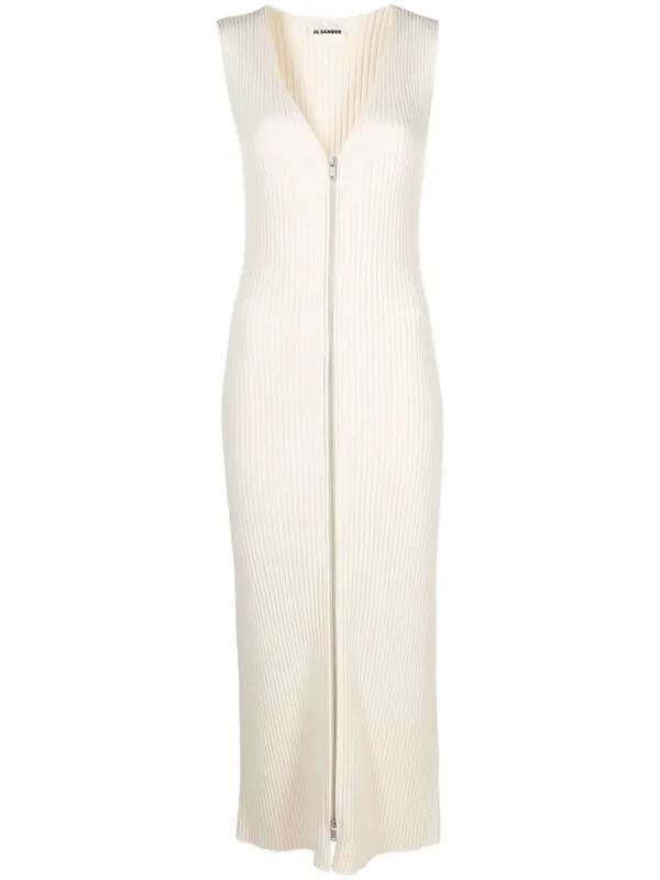 JIL SANDER Ribbed Knit Midi Dress