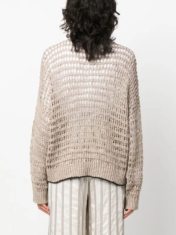 Brunello Cucinelli Open-knit V-neck Jumper