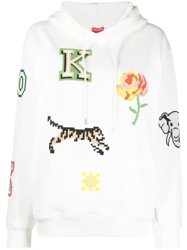 Kenzo Graphic Print Hoodie - White