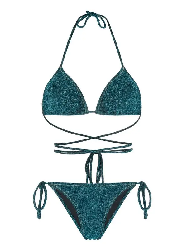 REINA OLGA Miami Lurex Triangle Bikini - Blue