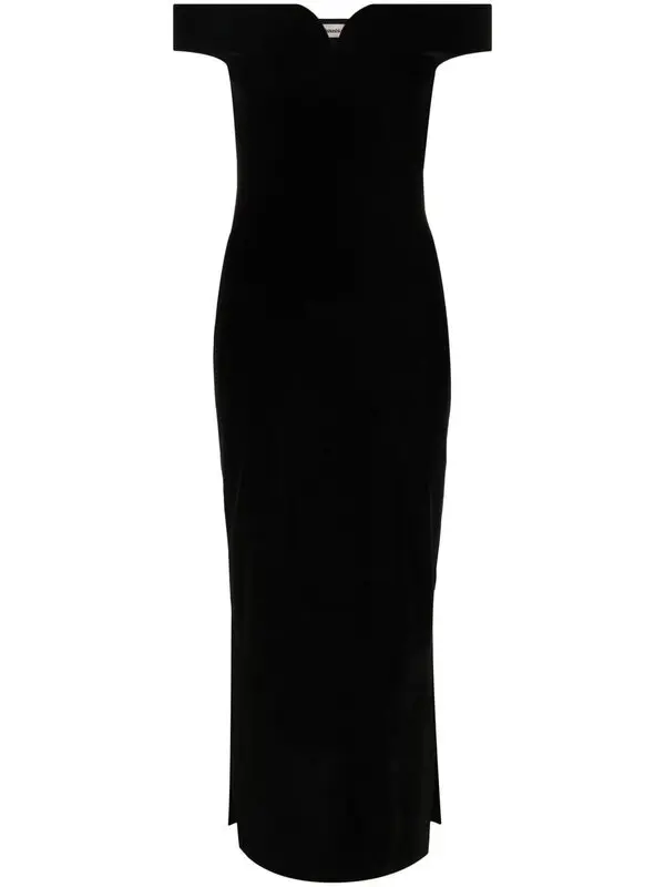 Nanushka Off-shoulder Fitted Midi Dress - Black