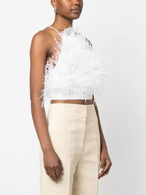 Cult Gaia Joey Feather Crepe-de-chine Top - White