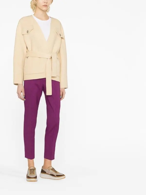 Maje Belted Wool Blend Wrap Jacket