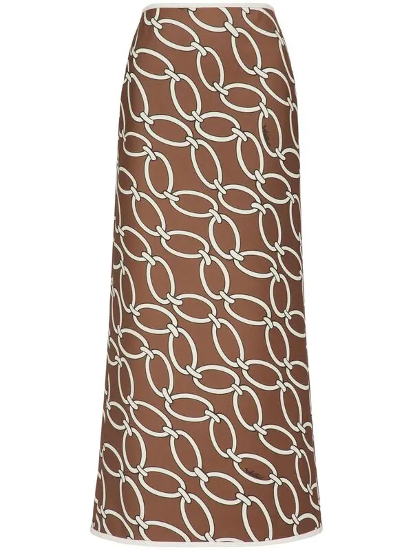 Valentino Garavani Chain-link Print Virgin Wool Skirt