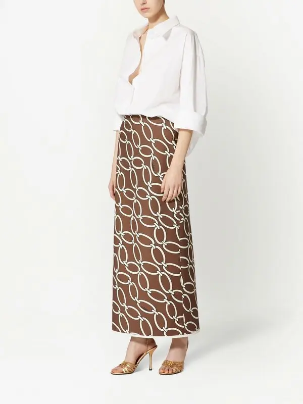 Valentino Garavani Chain-link Print Virgin Wool Skirt