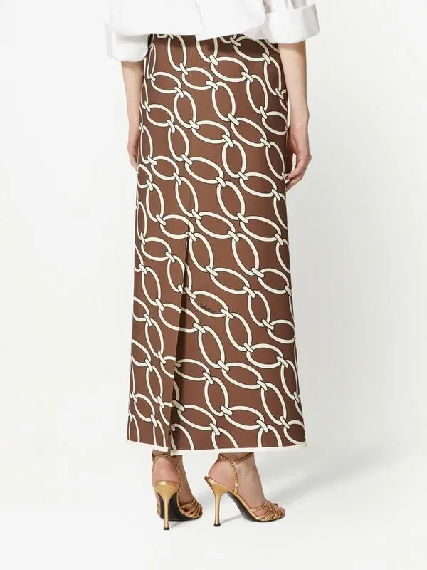 Valentino Garavani Chain-link Print Virgin Wool Skirt