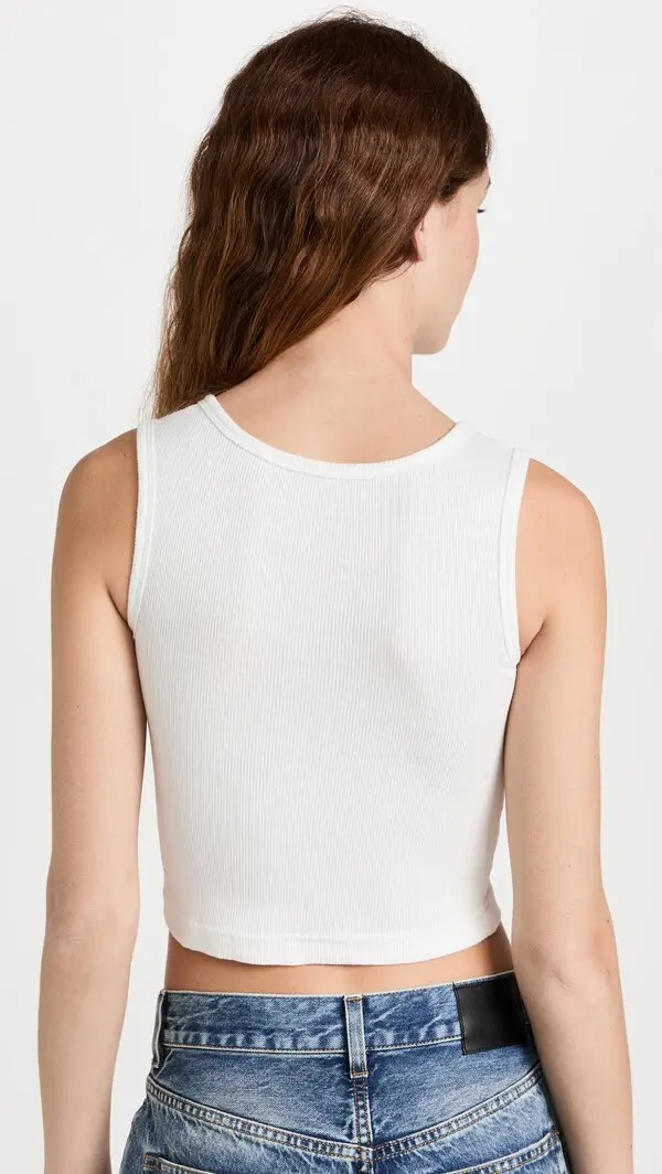 R13 Distressed Ribbed Tank - Ecru