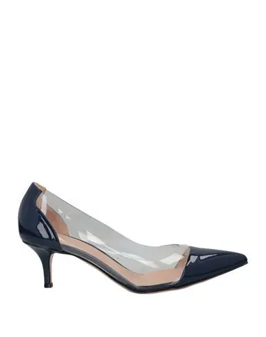GIANVITO ROSSI Coral Leather Pumps - Midnight Blue