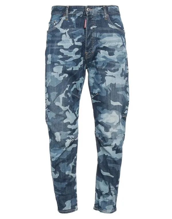 Dsquared2 Straight-leg Jeans With Camouflage Print And Leather Trim