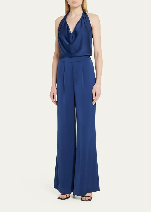 Ramy Brook Harriet Satin Halter Jumpsuit