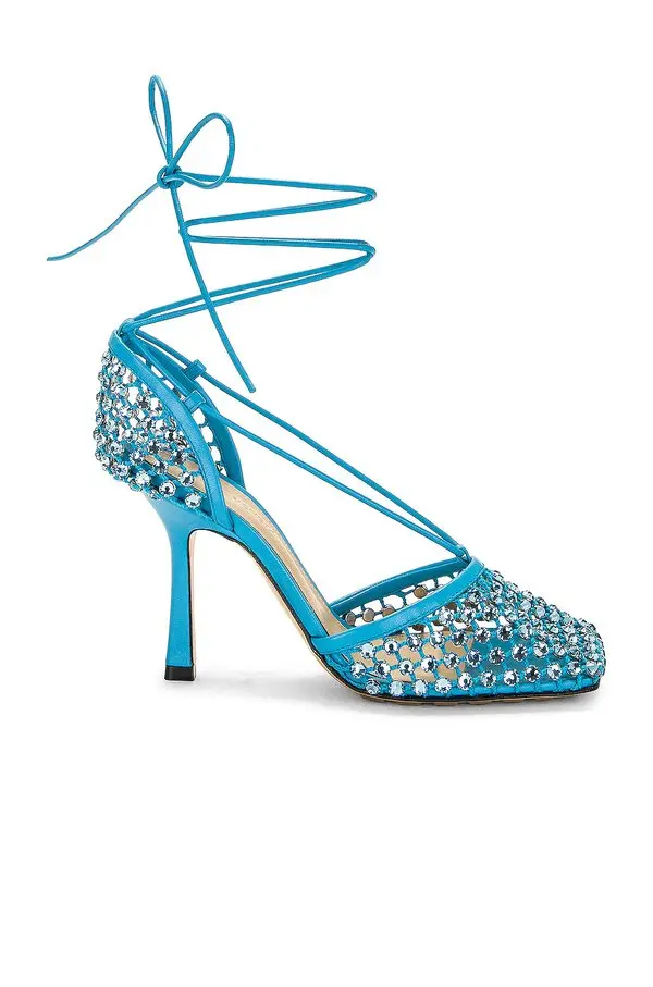 Bottega Veneta Stretch Lace Up Sandal - Pool