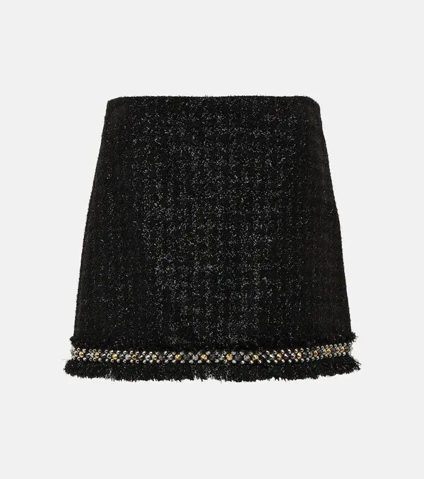 Versace Embellished Metallic Tweed Miniskirt