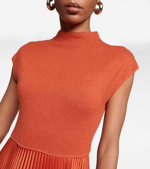 Ralph Lauren Pleated Midi Dress In Orange - 30% Off | Editorialist