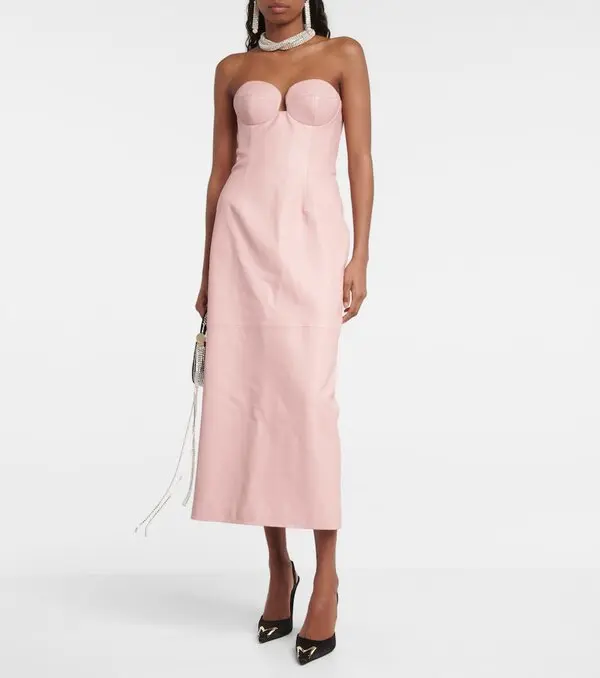 Magda Butrym Leather Bustier Midi Dress