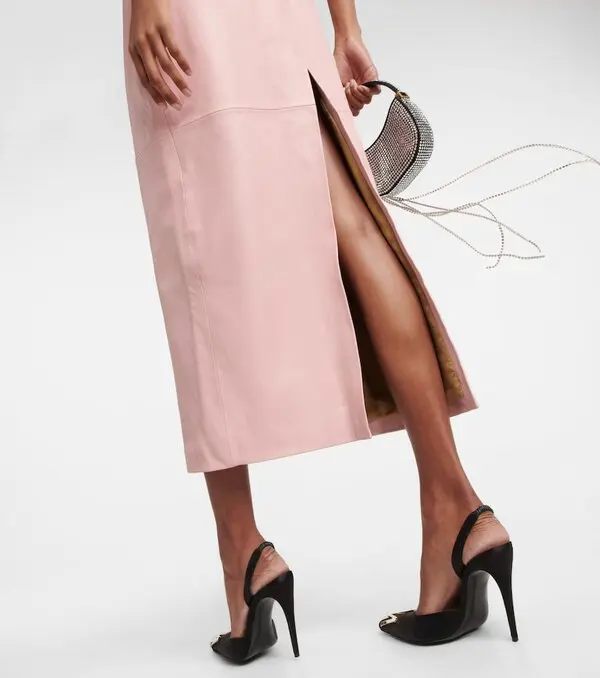Buy Magda Butrym Leather Bustier Midi Dress - Pink At 30% Off | Editorialist