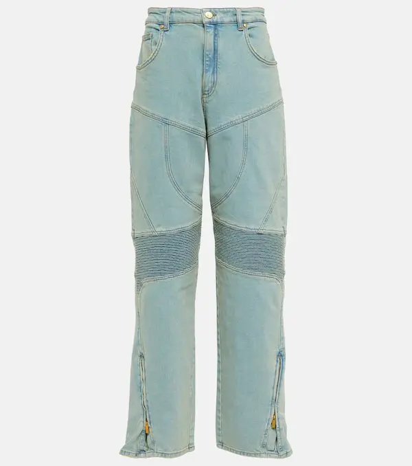 Blumarine Paneled High-rise Wide Jeans