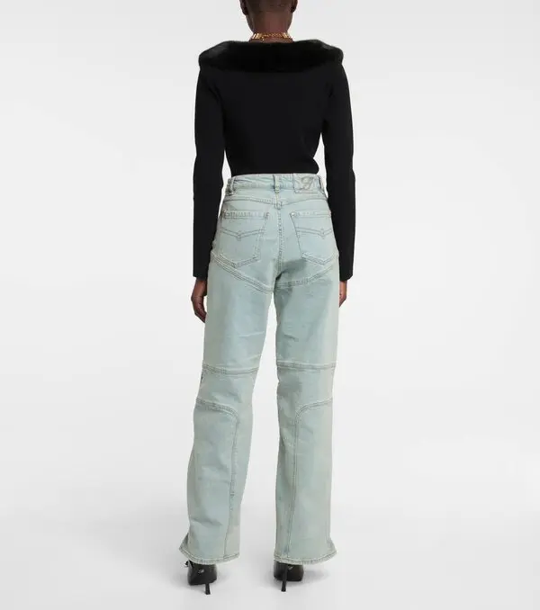 Blumarine Paneled High-rise Wide Jeans