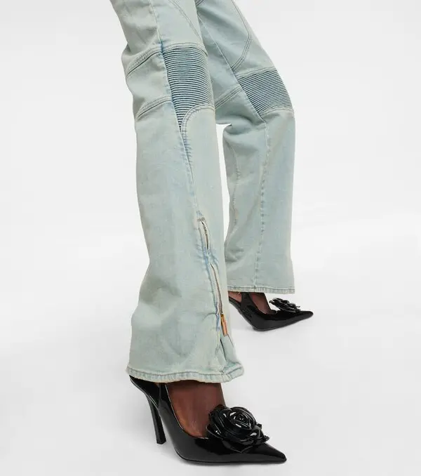 Blumarine Paneled High-rise Wide Jeans