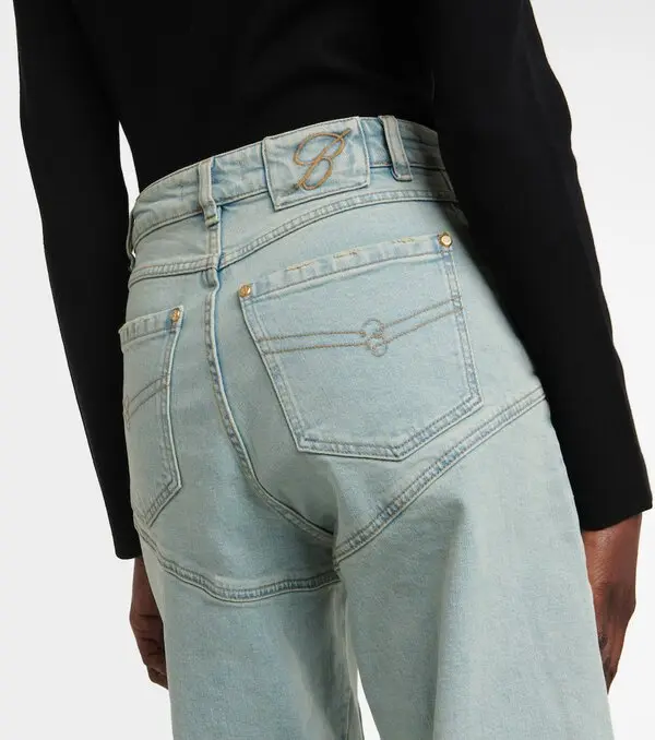 Blumarine Paneled High-rise Wide Jeans