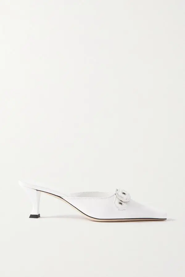 By Far Evelyn Buckled Leather Mules