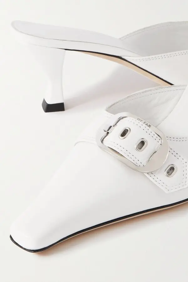 By Far Evelyn Buckled Leather Mules