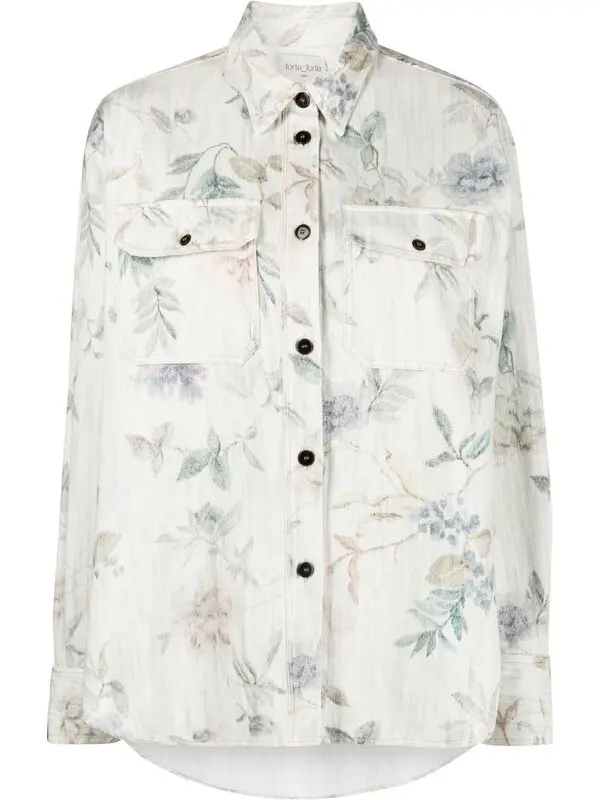 FORTE_FORTE Floral-print Cotton Shirt