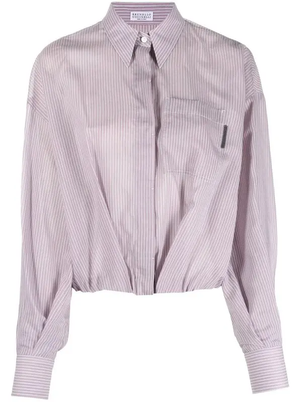 Brunello Cucinelli Vertical-stripe Long-sleeve Shirt - Pink