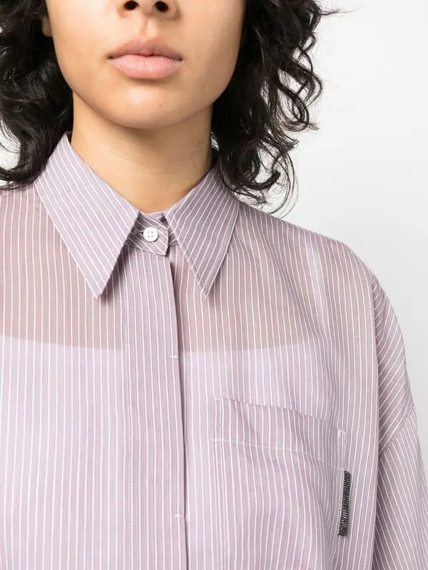Brunello Cucinelli Vertical-stripe Long-sleeve Shirt