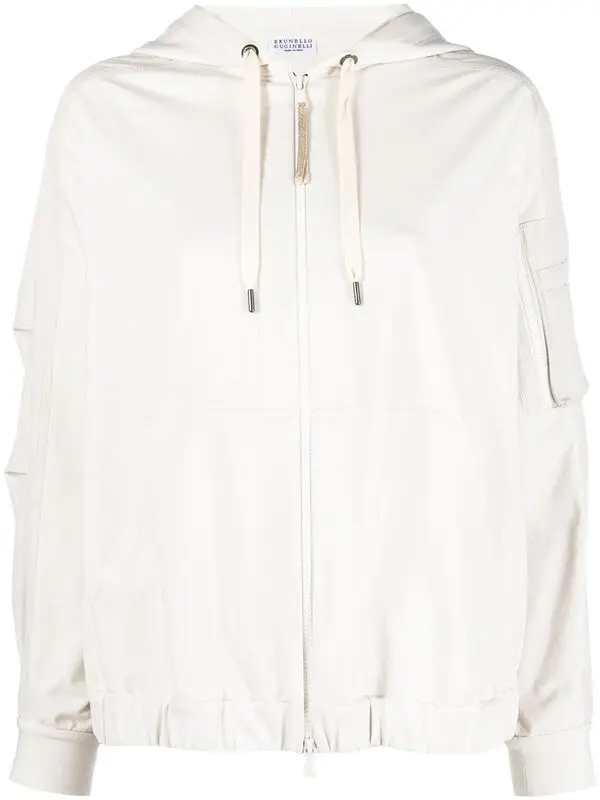 Brunello Cucinelli Jersey-knit Zipped Hoodie - Neutrals