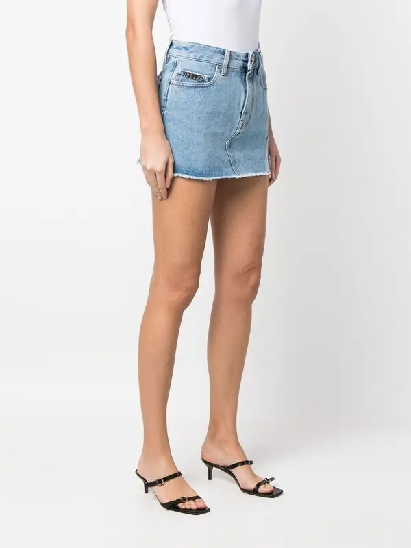 Gcds Cut-out Denim Mini Skirt
