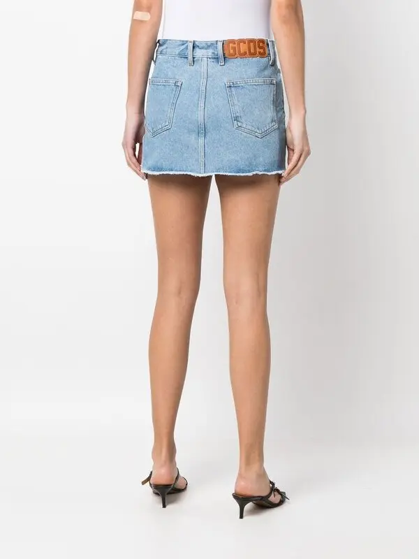 Gcds Cut-out Denim Mini Skirt