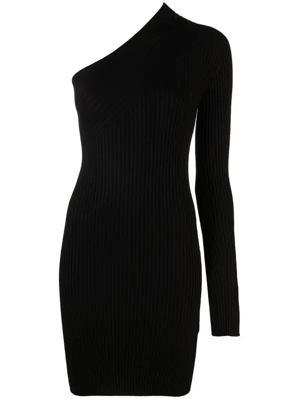 AERON One-shoulder Knitted Mini Dress - Brown