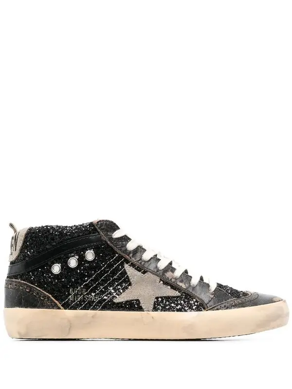 GOLDEN GOOSE Mid Star Lace-up Sneakers - Black