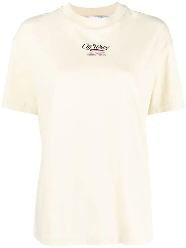Off-White Logo Print Organic Cotton T-shirt - Neutrals
