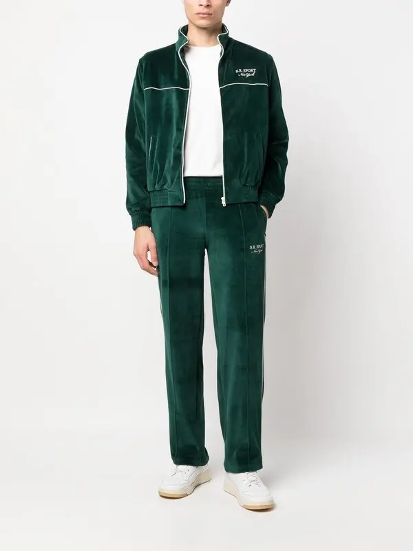 SPORTY & RICH Logo-embroidered Zipped Sweatshirt - Green