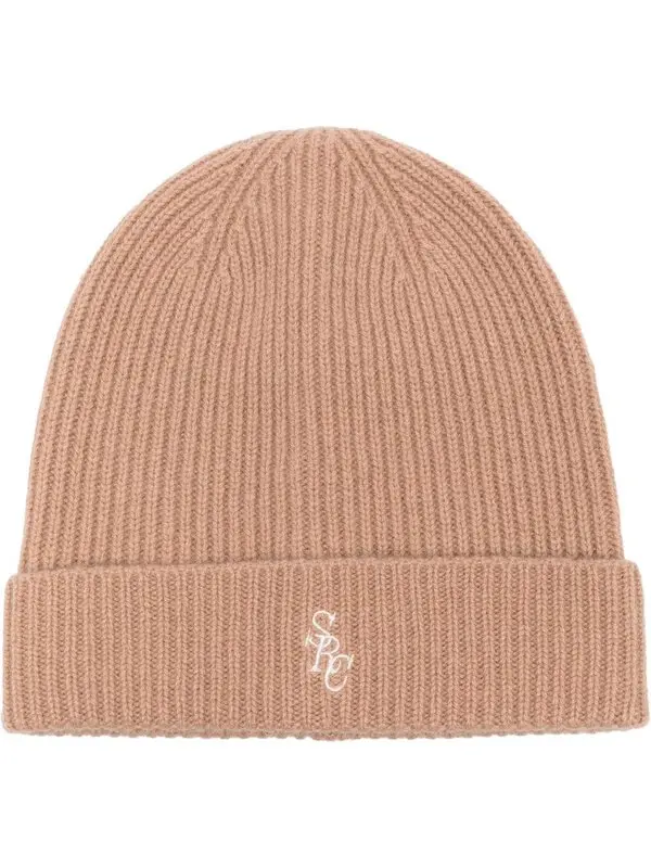 SPORTY & RICH Logo-embroidered Beanie - Brown