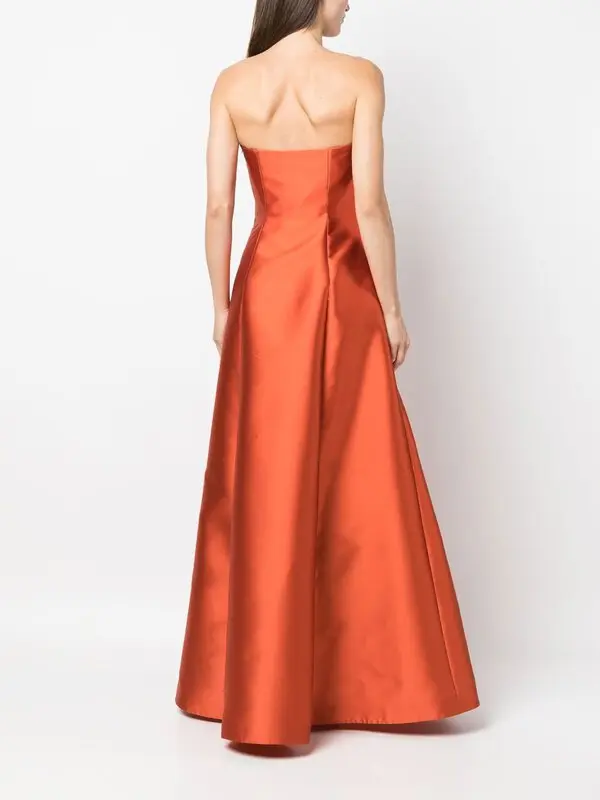 Alberta Ferretti Gathered-detail Strapless Gown - Orange