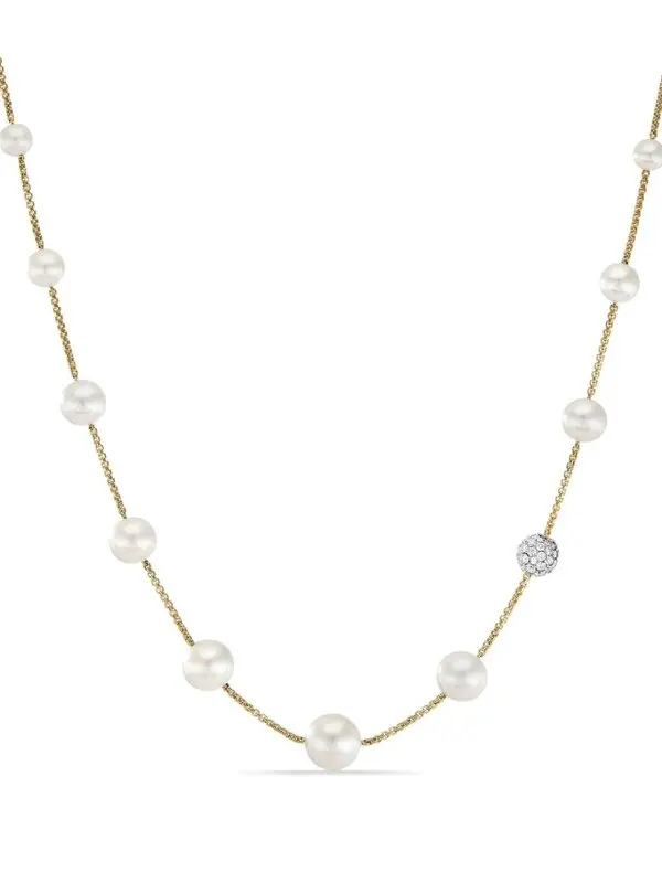 David Yurman 18kt Yellow Diamond And Pearl Necklace - Gold