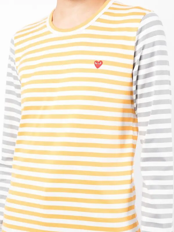 Play Comme Des Garcon Bi-colour Long-sleeve T-shirt - Yellow