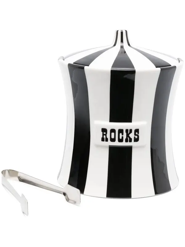Jonathan Adler Striped Ceramic Ice Bucket - Black