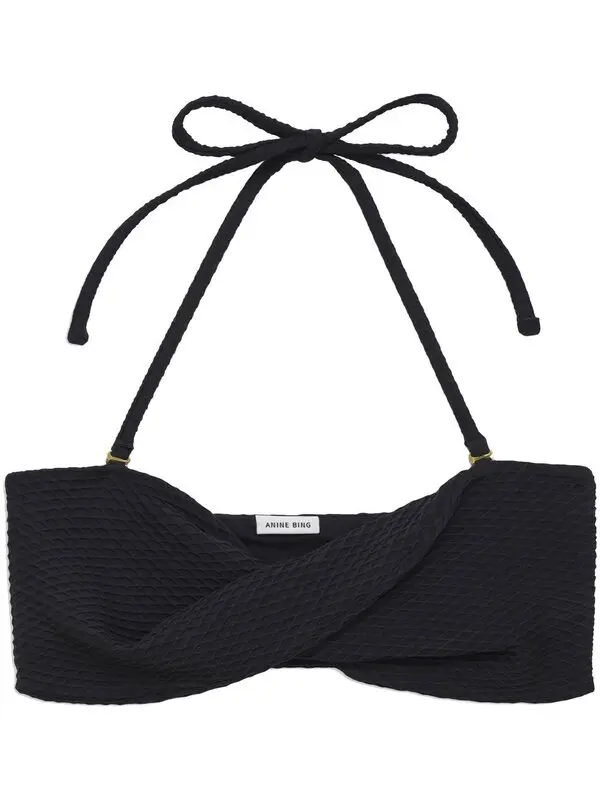 ANINE BING Rosa Twist Bikini Top - Black